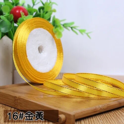 МерiLover Односторонняя атласная лента с золотыми краями 22 м Желтый, gold