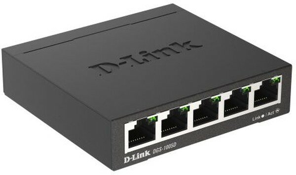 Коммутатор D-Link 5x1000Base-T, корпус металл (DL-DGS-1005D/R1A)