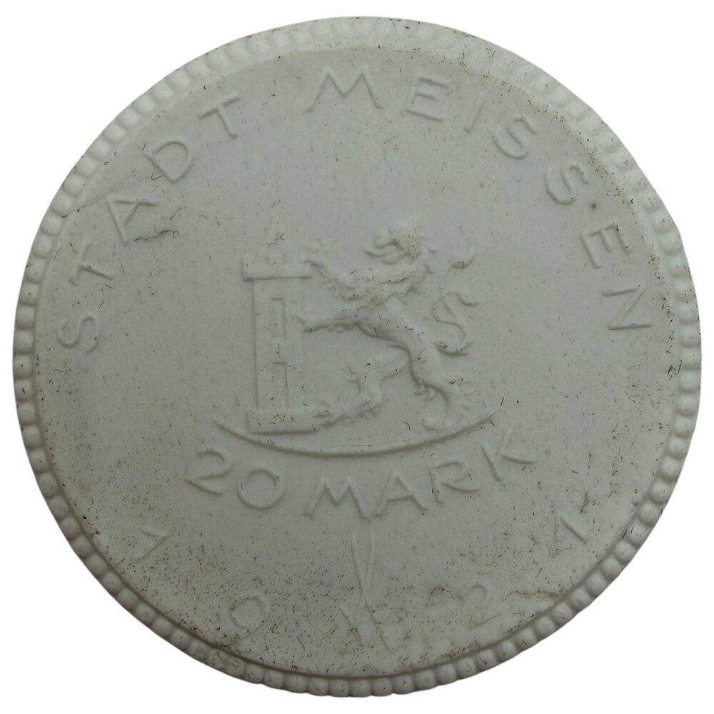 Германия, Веймарская республика, Майсен (Мейсен) 20 марок 1921 г. (Белый фарфор)