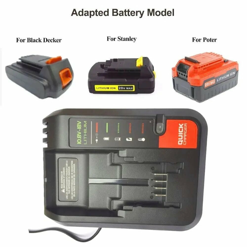 Зарядное устройство литий-ионной батареи, Для Black Decker / Porter Cable / Stanley батареи, Универсальное зарядное устройство 10.8V 14.4V 18V PCC690L L2AFC FMC