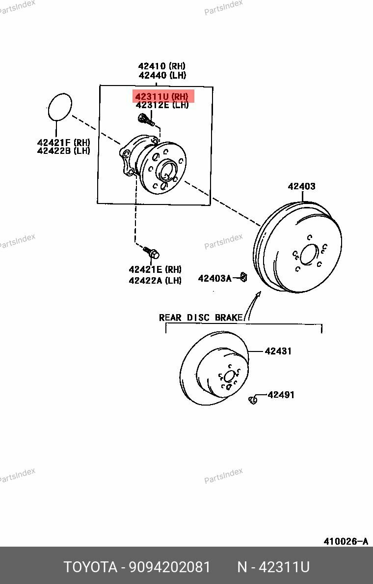 Шпилька колесная, TOYOTA 9094202081