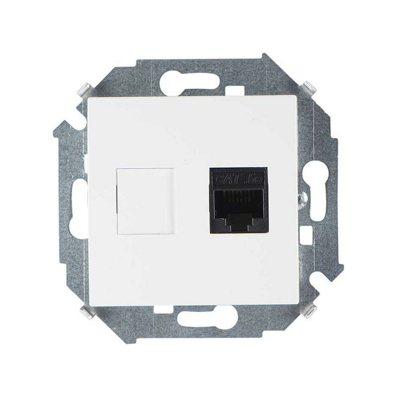Розетка компьютерная Simon 15 RJ45 кат.5E AMP механизм бел. Simon 1591551-030