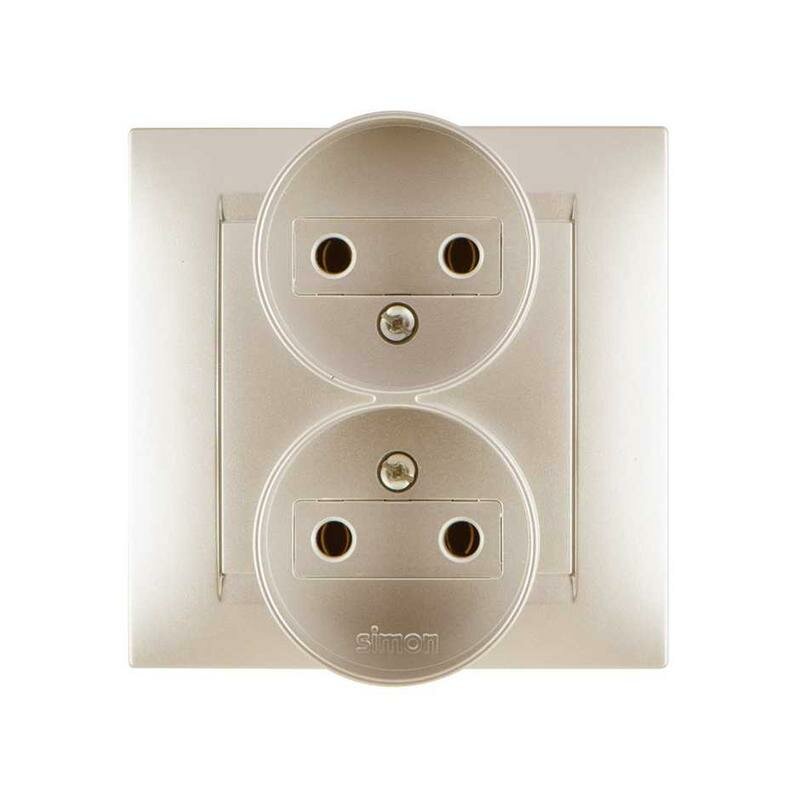 Розетка 2-м СП Simon15 16А IP20 250В без заземл. винт. клеммы шампань Simon 1590457-034
