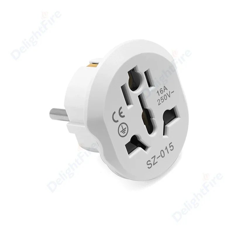 Адаптер розетки DelightFire Type E/F CEE 7/7, серый-белый, 5pcs