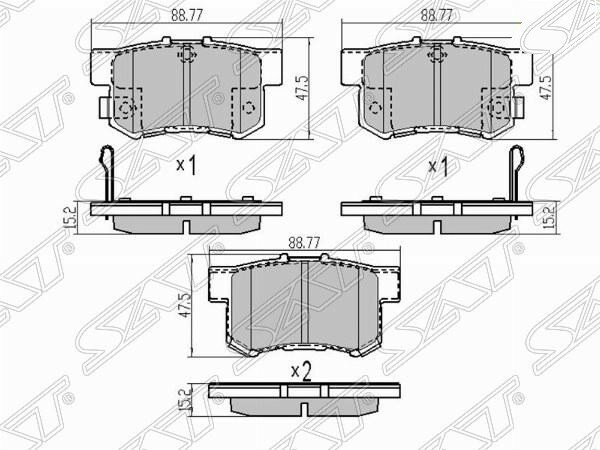 Колодки тормозные SAT ST-43022-SG0-010 сзади Honda Accord 91-16, Civic 95-12