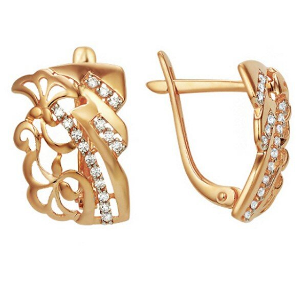 Серьги JEWELIN, красное золото, 585 проба, фианит