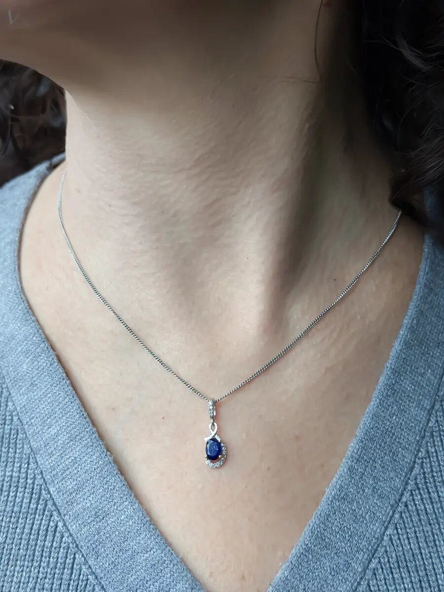 Подвеска, серебро, 925 проба, родирование, золочение, фианит, сапфир