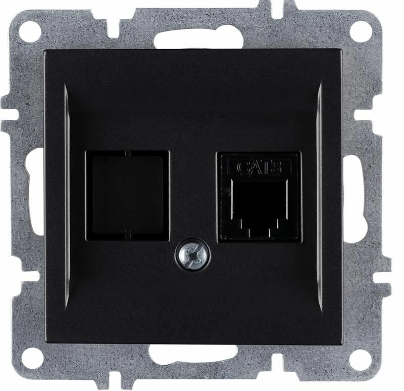 Розетка телефонная 1вых. СП 1мод. LAVIN/KAREN RJ45 кат.3 механизм черн. ARVIA 50 07 2000 221