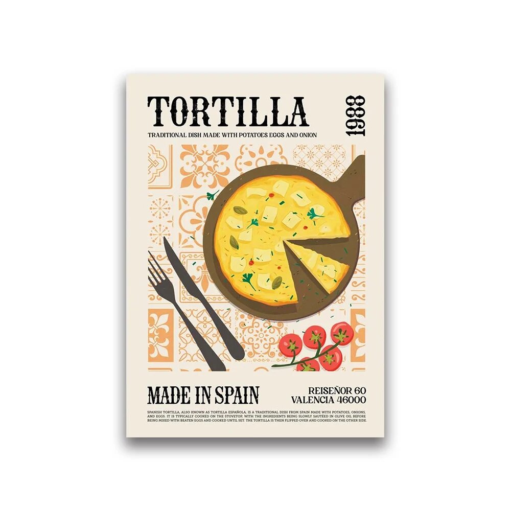 Постер Tortilla, Испания, 20x30см, цвет 34, Unframed