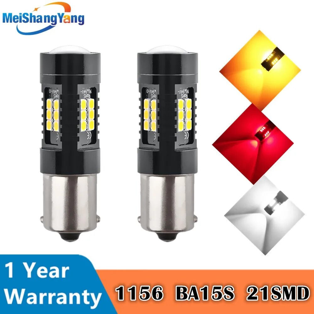 2 шт. светодиодные лампы P21W R5W 1156 BA15S 21 3030SMD, сигнальные лампы Canbus 12V 1200LM, лампы указателей поворота для автомобиля, лампы заднего хода, автомобильные лампочки