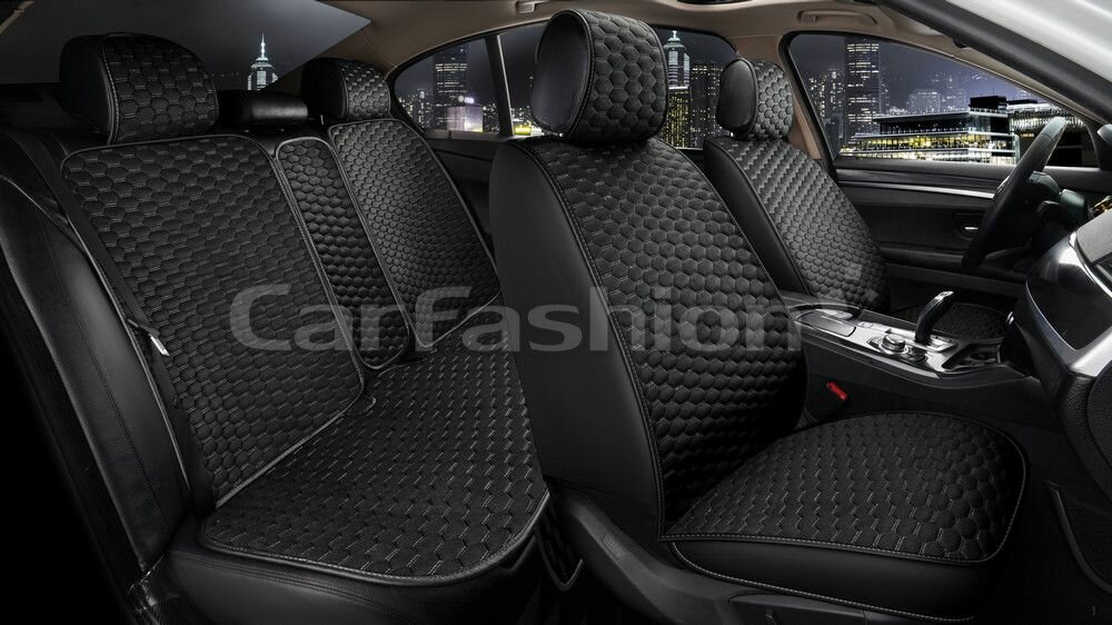 Комплект накидок на весь салон CarFashion SOTA PLUS цвет черный, строчка серая