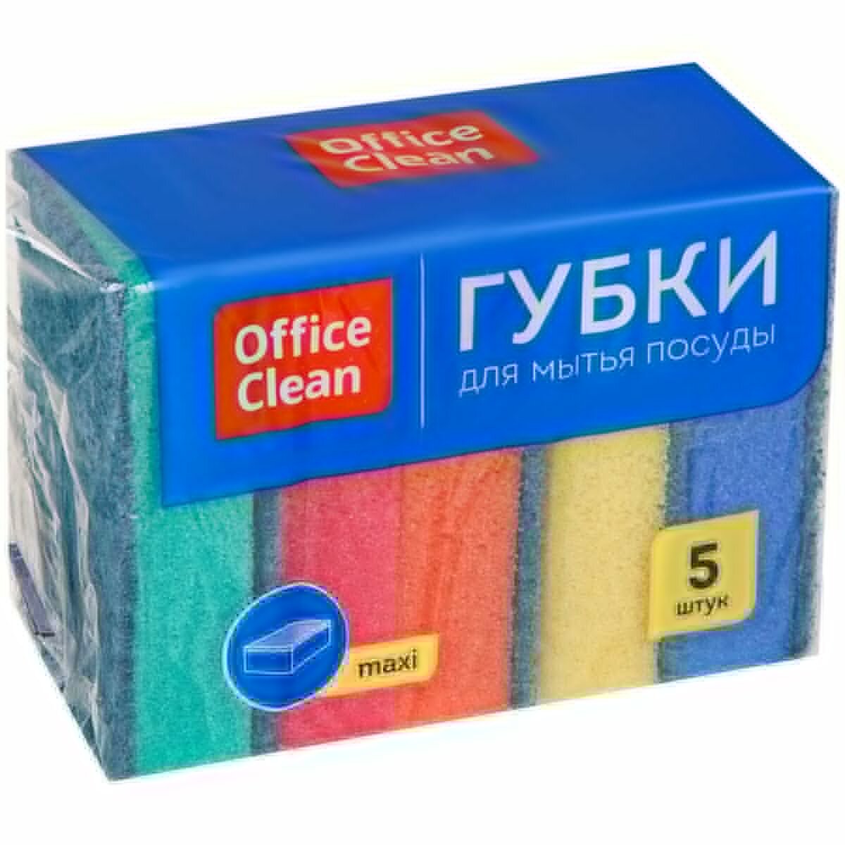 Губка поролон/абразив OfficeClean "Maxi" (90x65x27мм) набор 5шт. (248977), 32 уп.