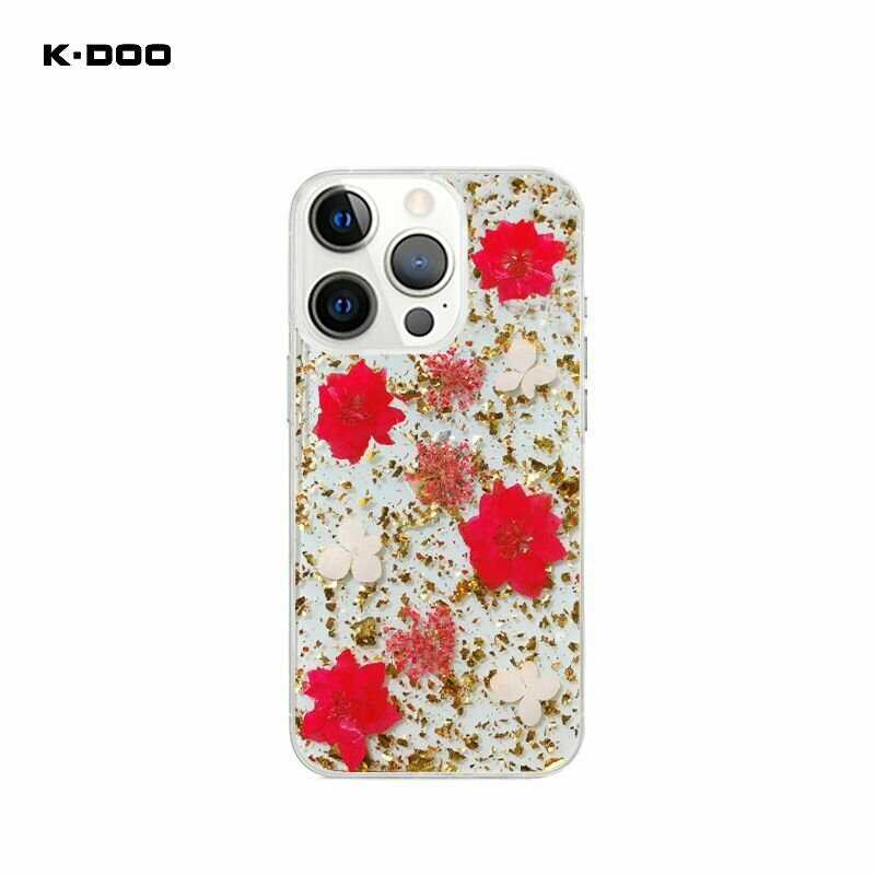 Чехол Flowers для iPhone 14 PRO Max, красный