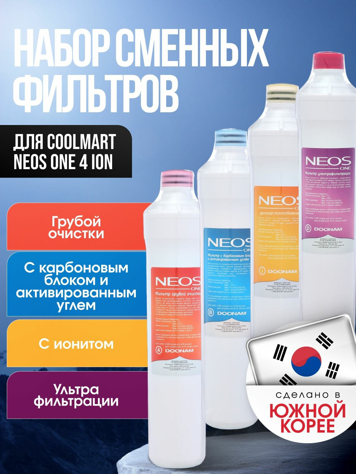 Комплект сменных фильтров Coolmart Neos One 4 ION