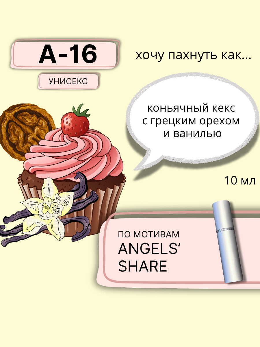 Духи Angels' Share от Aromat Perfume, A-16 Extrait de Parfum, 10 мл, унисекс, восточный гурманский