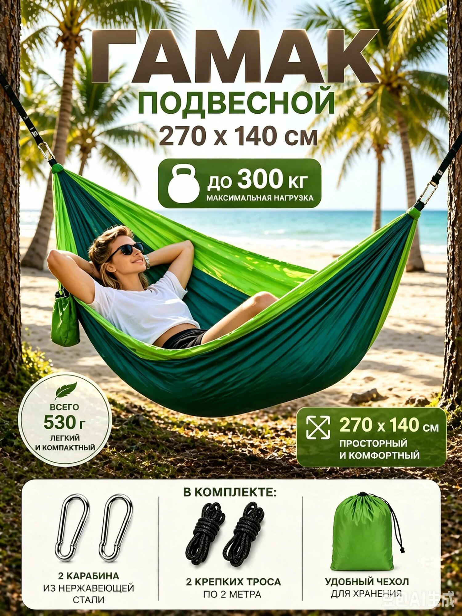 Подвесной гамак-качели для туризма, походов и дачи, сверхлёгкий компактный