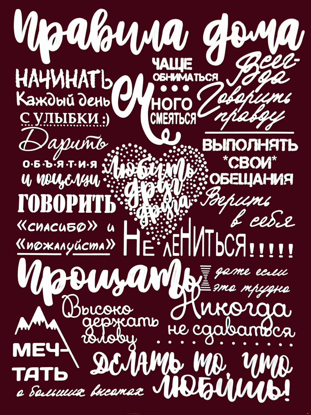 Интерьерный магнит на холодильник с панно - мотиватором "Правила дома"/ семейный подарок/ украшение интерьера/ 15х20 см