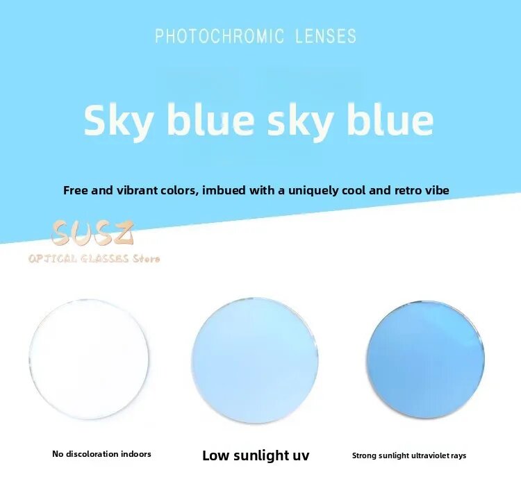 Фотохромные линзы SUSZ Blue, 1.56, светло-голубой