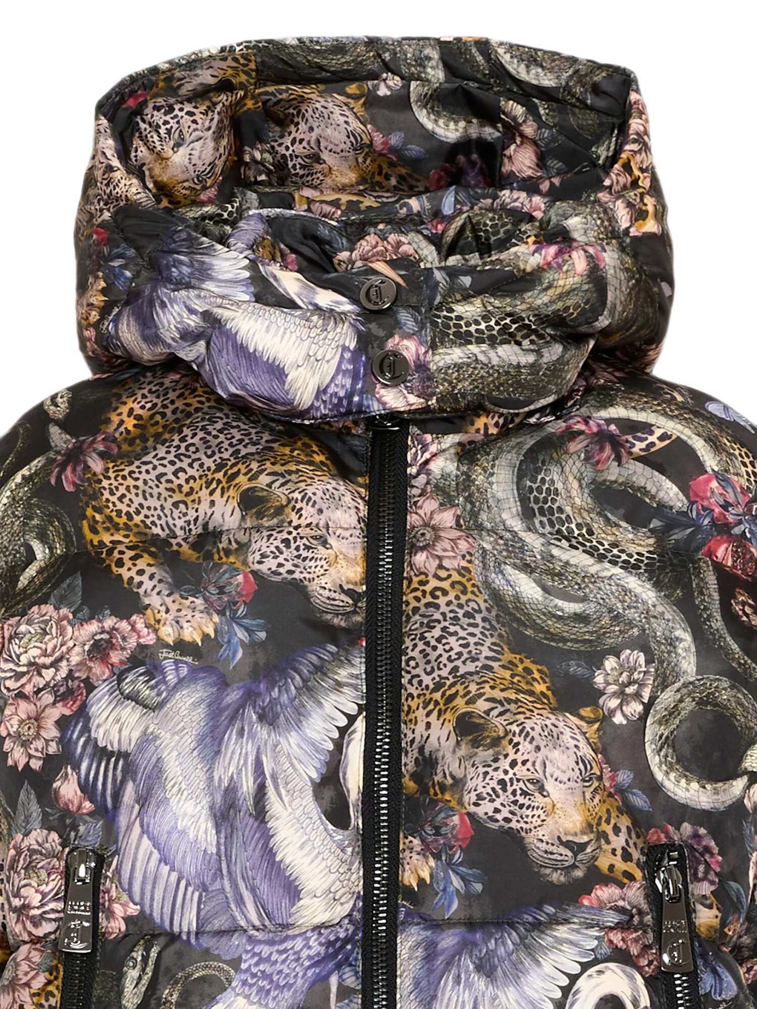 Куртка Animal-print padded jacket, размер 12 лет, черный/серый металик — фото 1