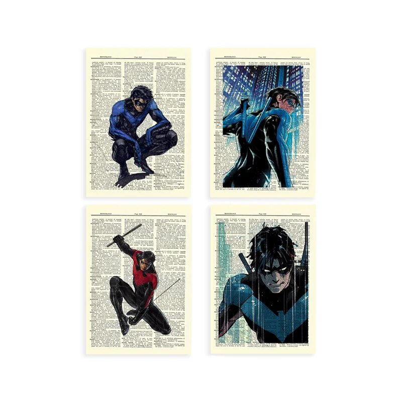 DC Comics Nightwing Печать на холсте PC14180-PC14183, 20x25 cm No Frame