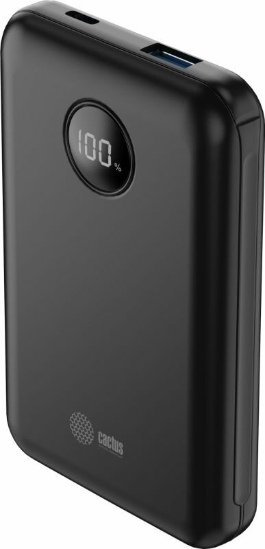 Повер банк Cactus, 10000mAh, USB-A, USB-C, черный (CS-PBFSOA-10000)