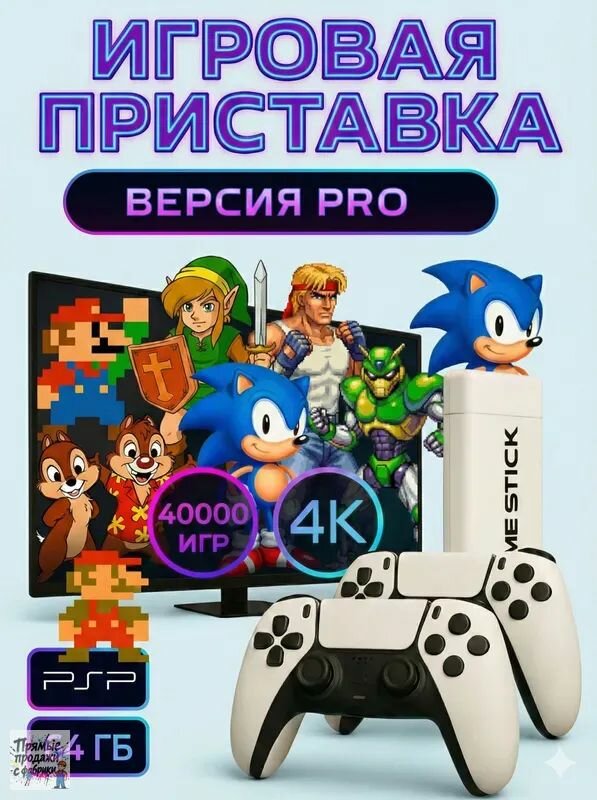 Игровая приставка для телевизора Game Stick M15 40000игр 64гб + 2 джойстика