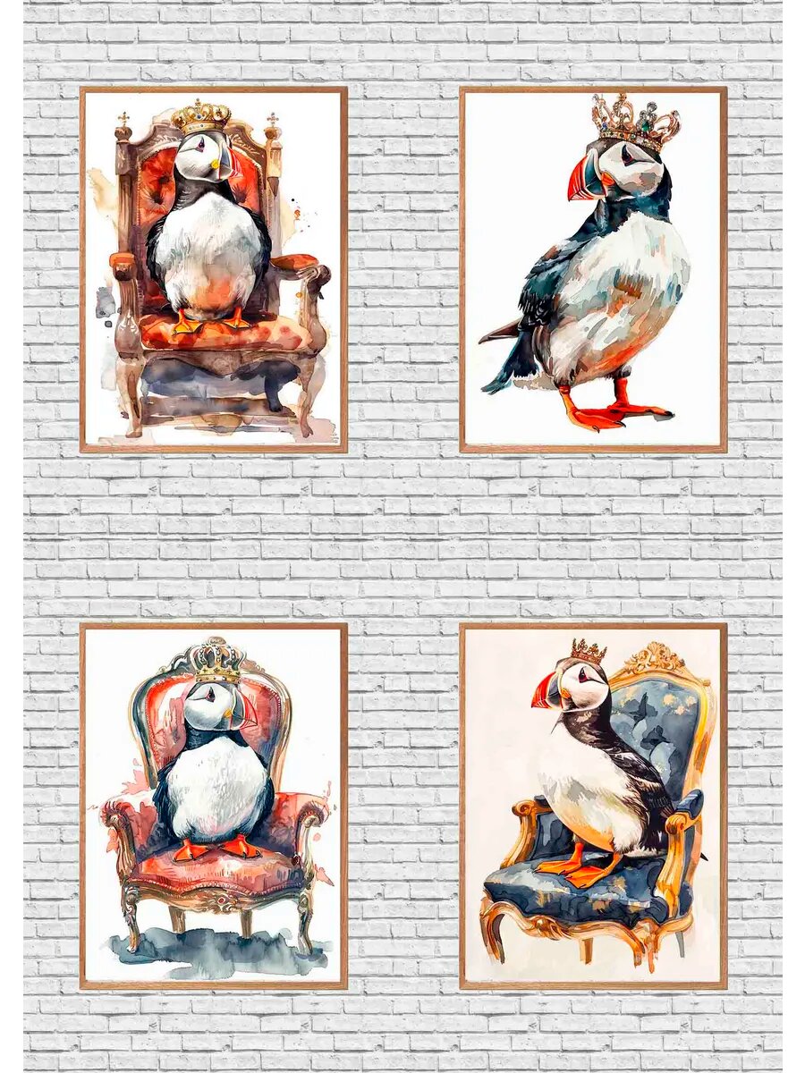 Тупиковая птица король Англии, 4 Плаката, 30x21см