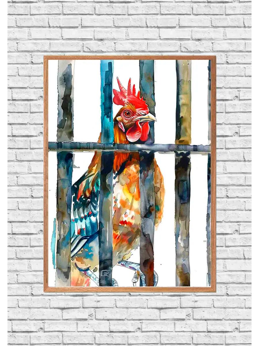 Преступник-курица-птица в тюрьме 0, Плакат 30x42см
