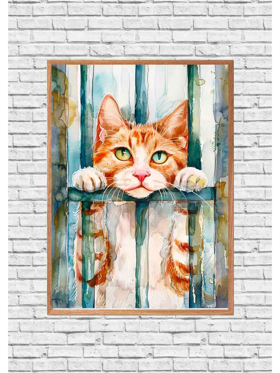 Норвежский лесной кот-преступник в тюрьме 1, Плакат 30x42см