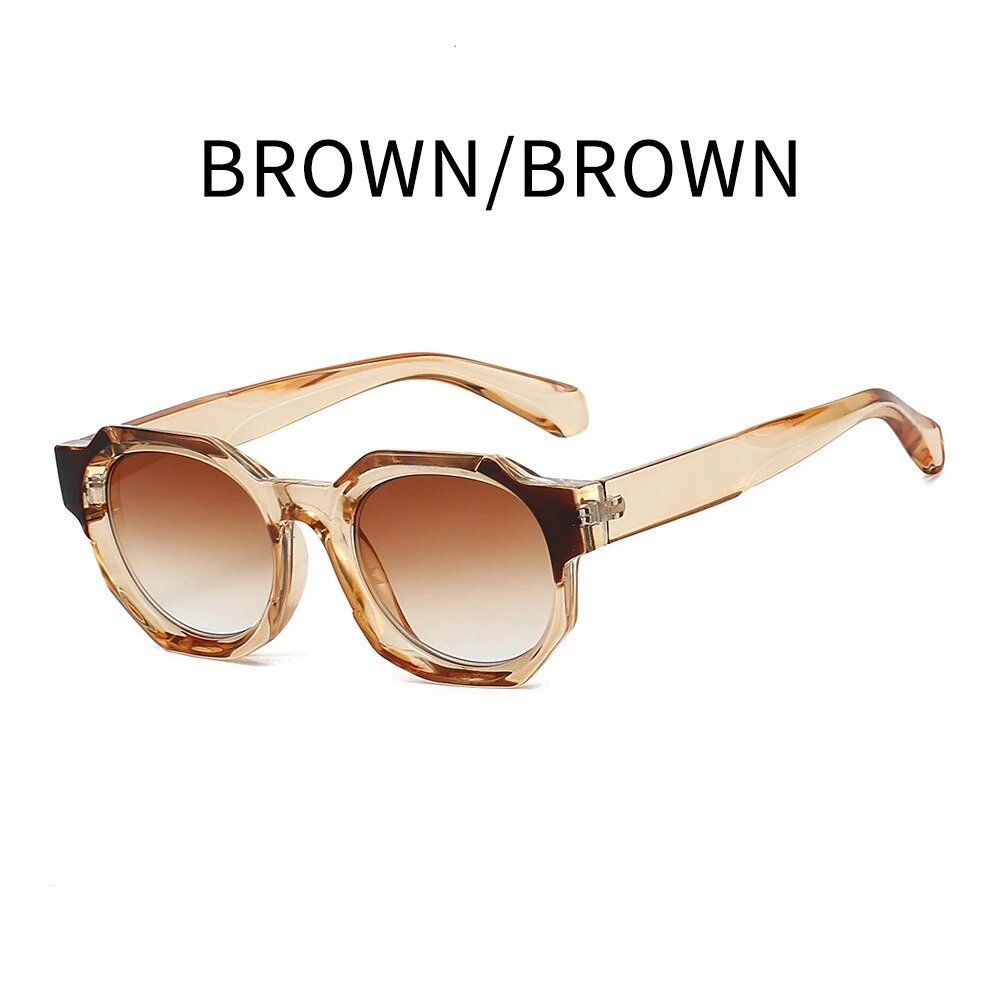 Многоугольные солнцезащитные очки для чтения BROWN, 0, Коричневый