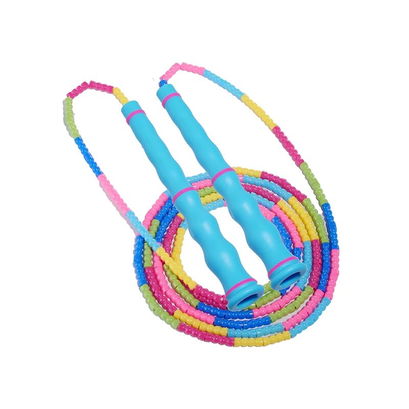 Saibeling Bamboo Joint Jump Rope 2.8m с тройными бусинами, небесно-голубые цветные бусины