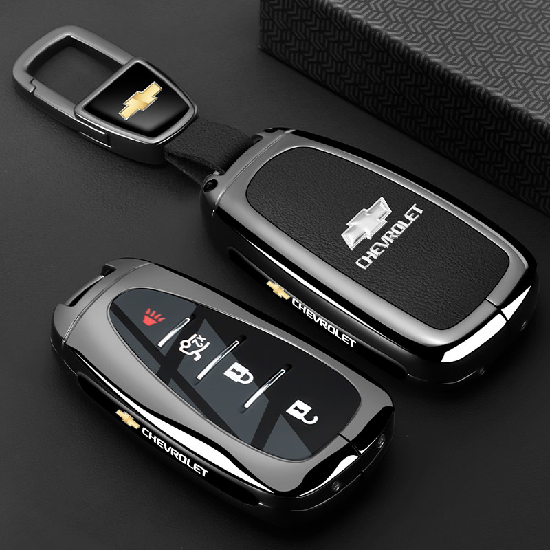 Чехол для ключей Chevrolet Malibu XL, Trailblazer, Trax, Volt, Equinox - Металлический значок-застежка, черный