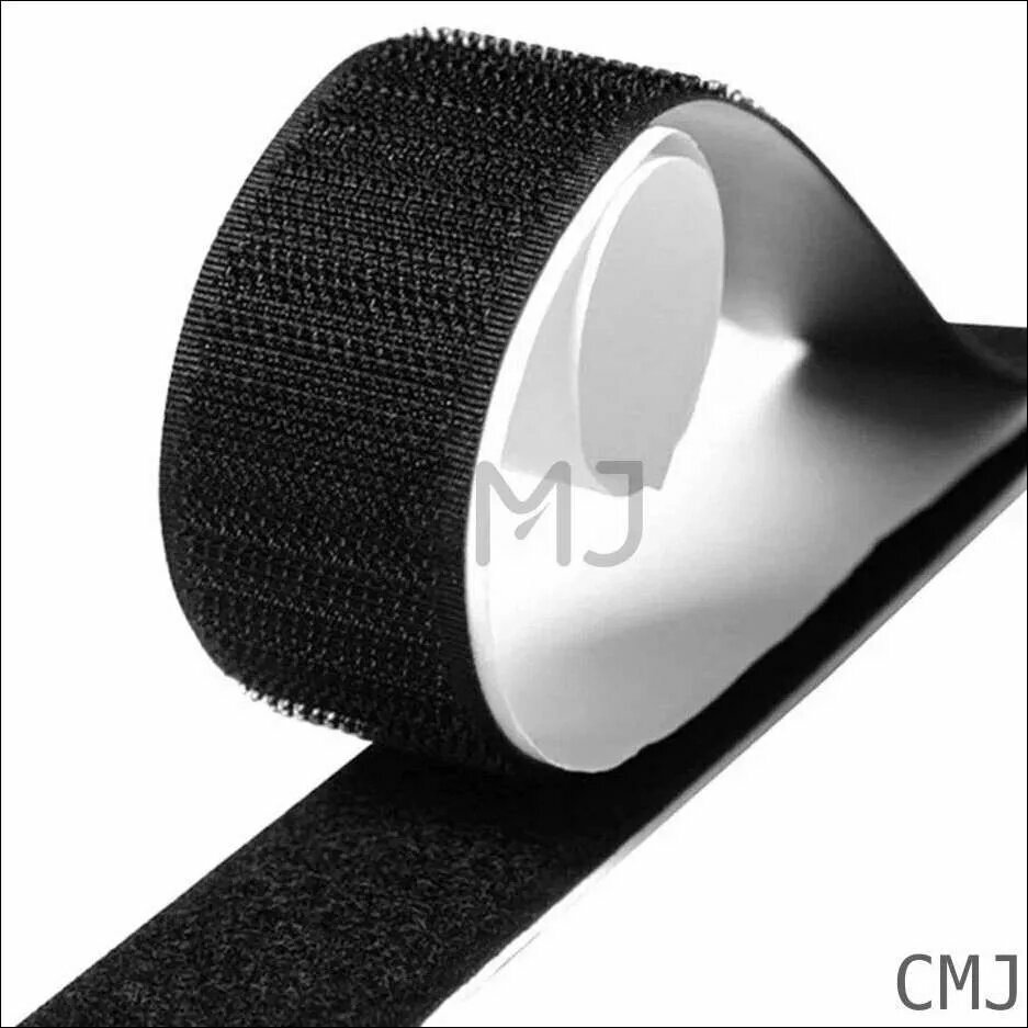 CMJ-Лента липучка самоклеющаяся черная 25 мм, 1 м (лента контактная)