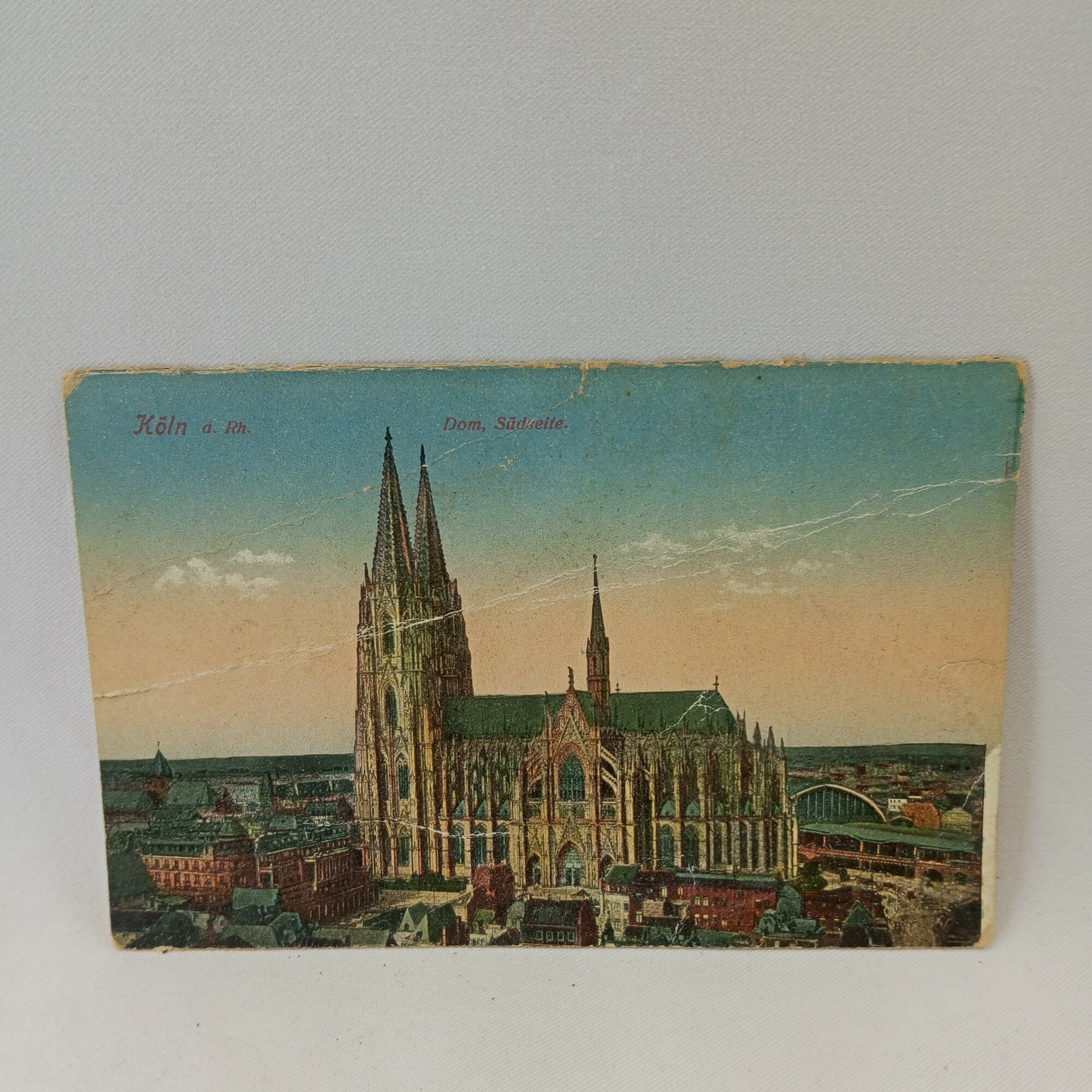Открытка старинная. Köln, собор Dom Südseite, городской вид Кёльна, архитектура Германии```