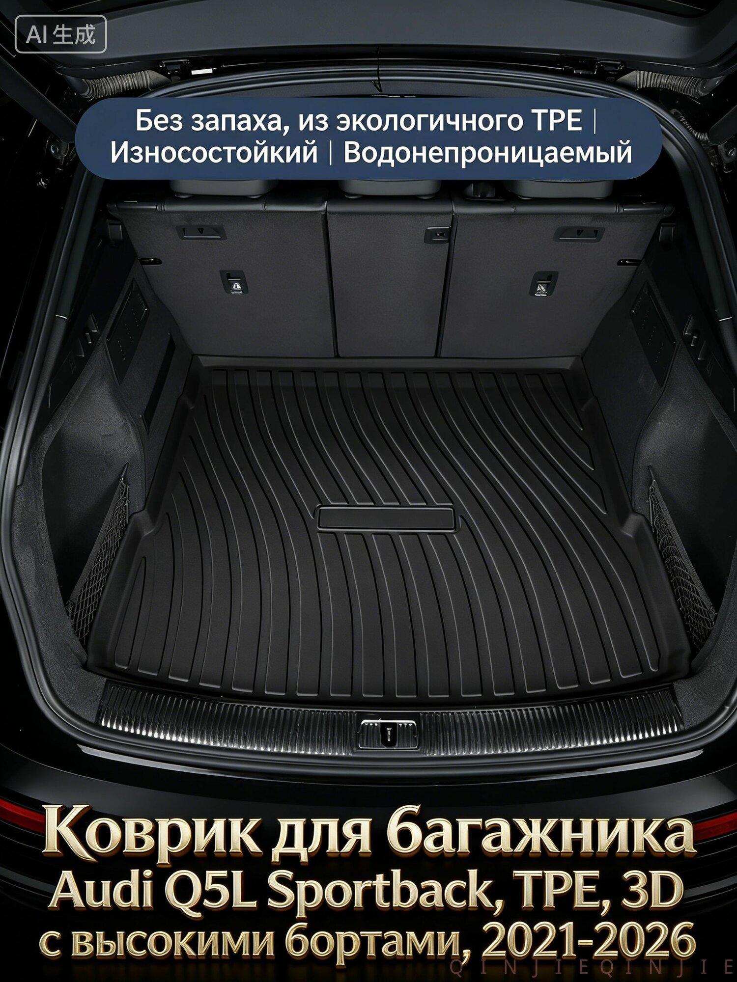 Коврик для багажника Audi Q5L Sportback, TPE, 3D с высокими бортами, 2021-2026