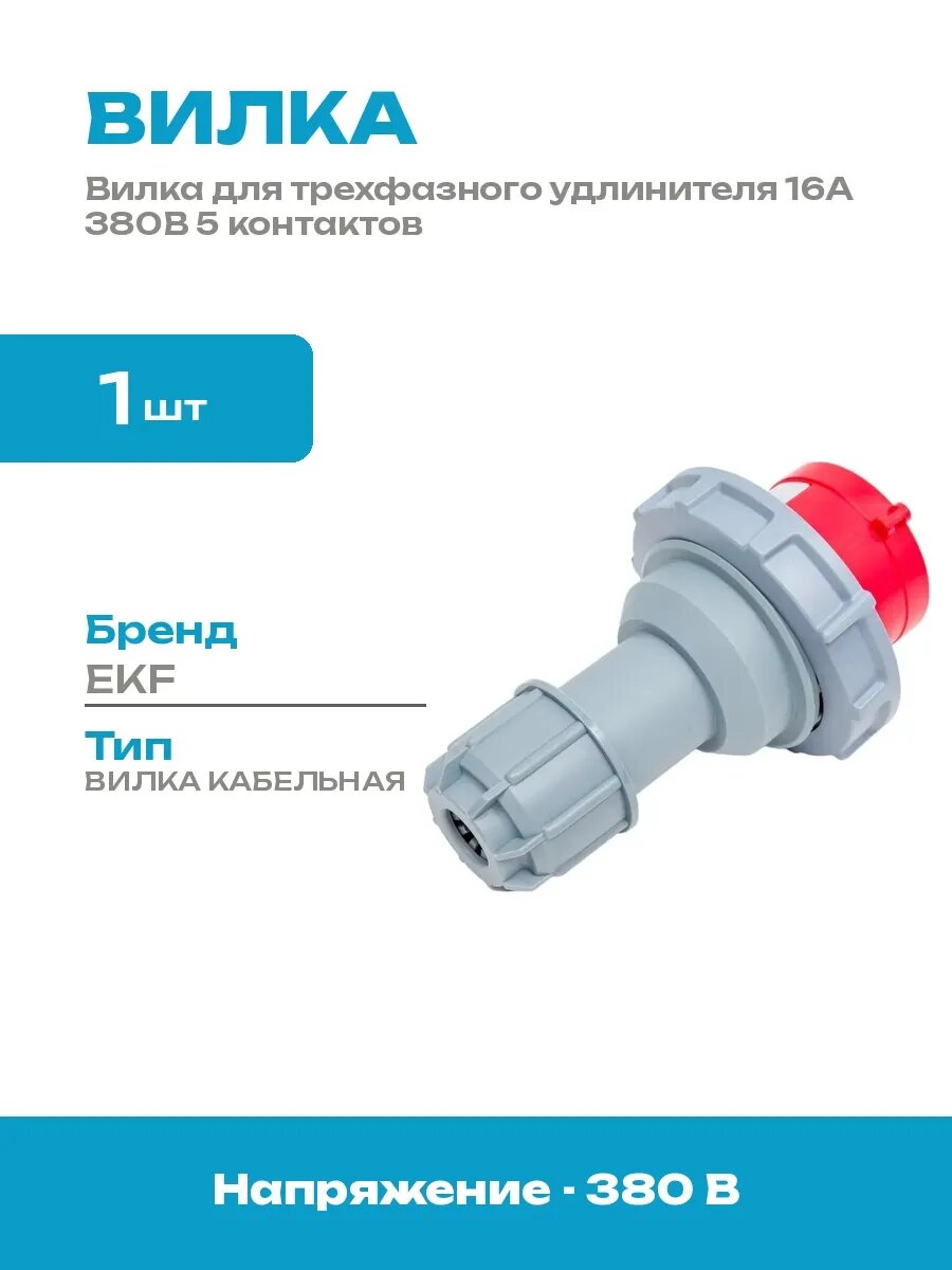 Вилка силовая переносная 5 pin 16А 380В разъем 5 контактов