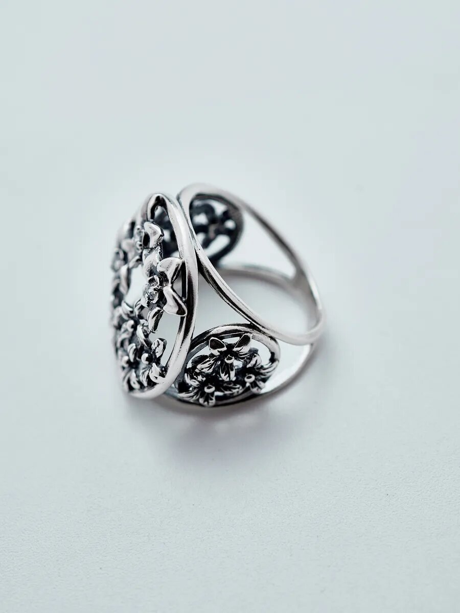 Кольцо БРЮС, серебро, 925 проба, фианит