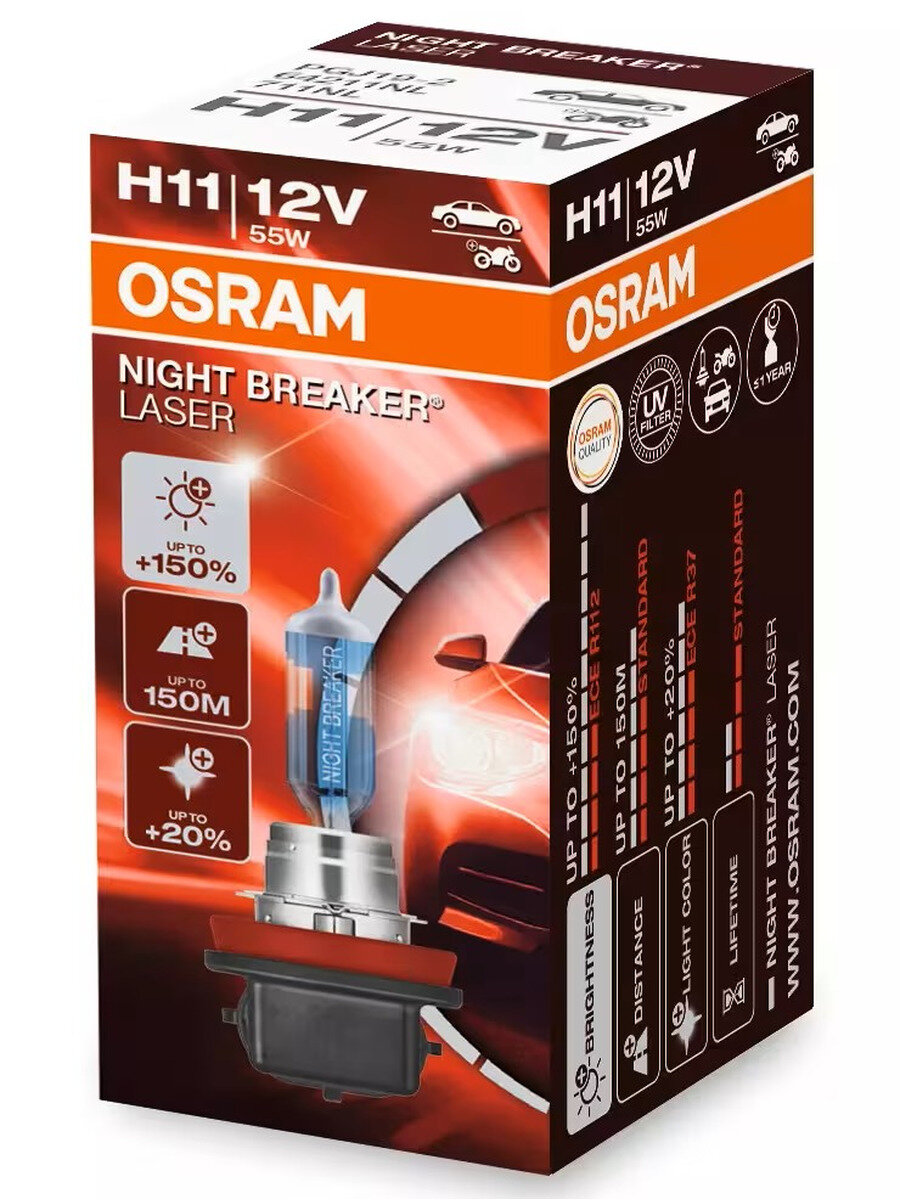 Лампа Osram Night Breaker Laser H11 12V 55W PGJ19-2 64211NL
