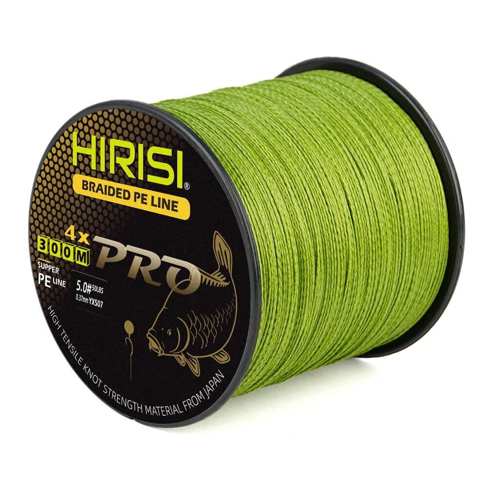 Hirisi плетенная леска для карпа 4-жильная 300м 300m-6.8kg-15LB