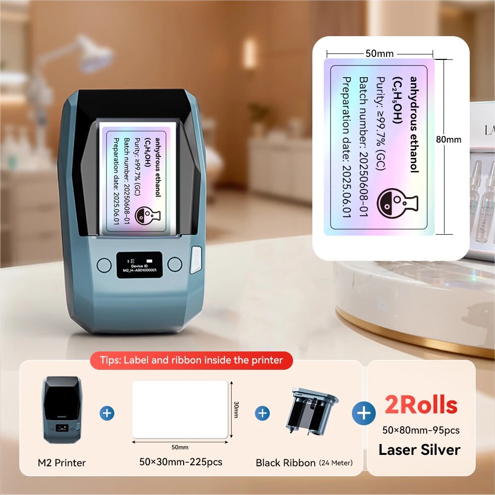 Niimbot M2 термотрансферный принтер этикеток 300 dpi темно-синий Add 50x80-Laser2