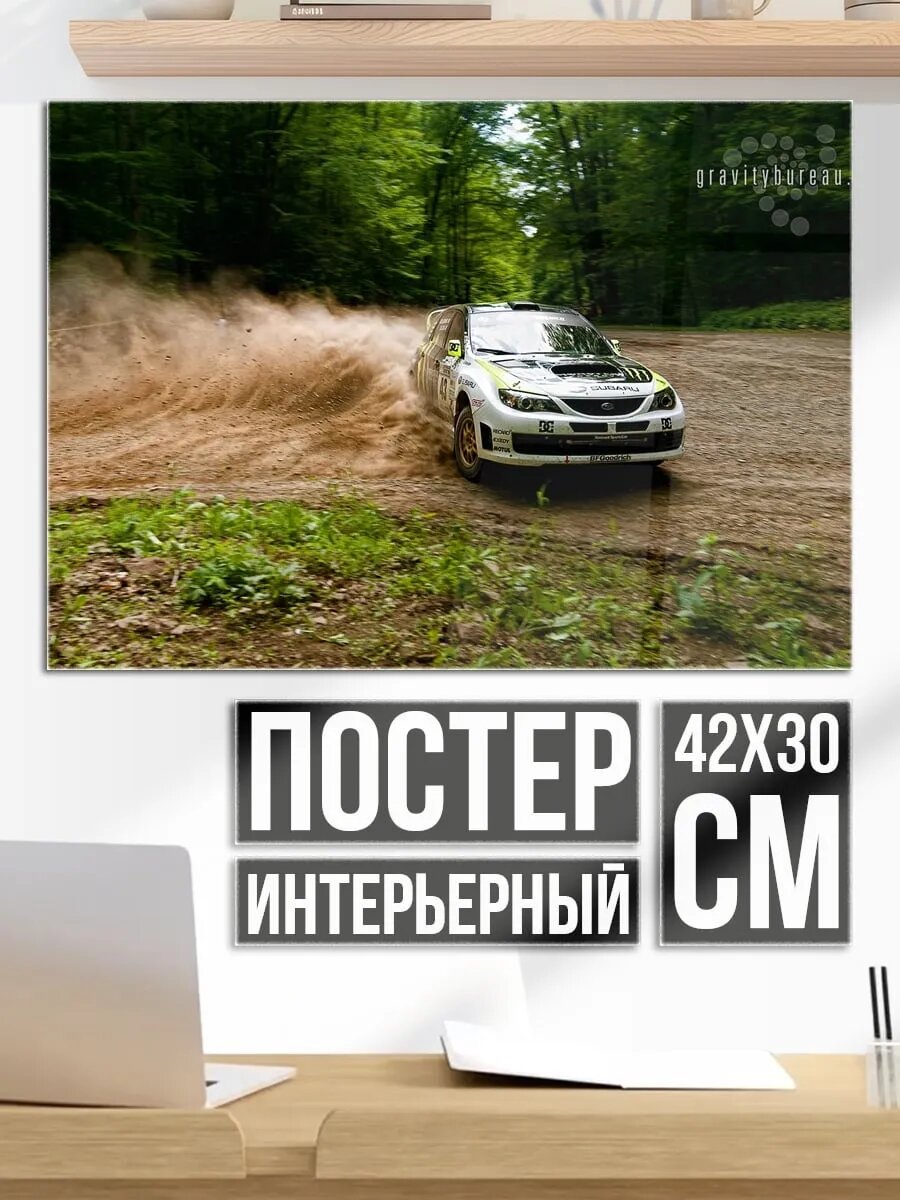 Плакат постер Раллийная машина в грязи