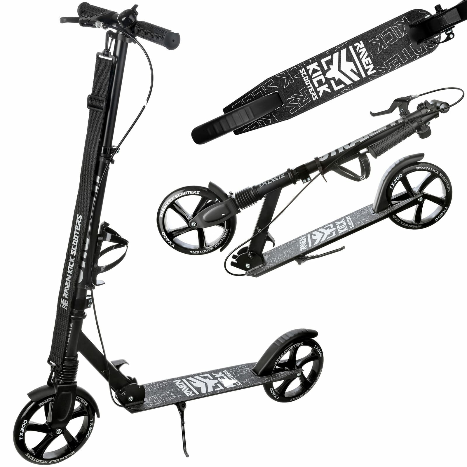 DECATHLON самокат Raven Straight PRO, черный, 200 мм