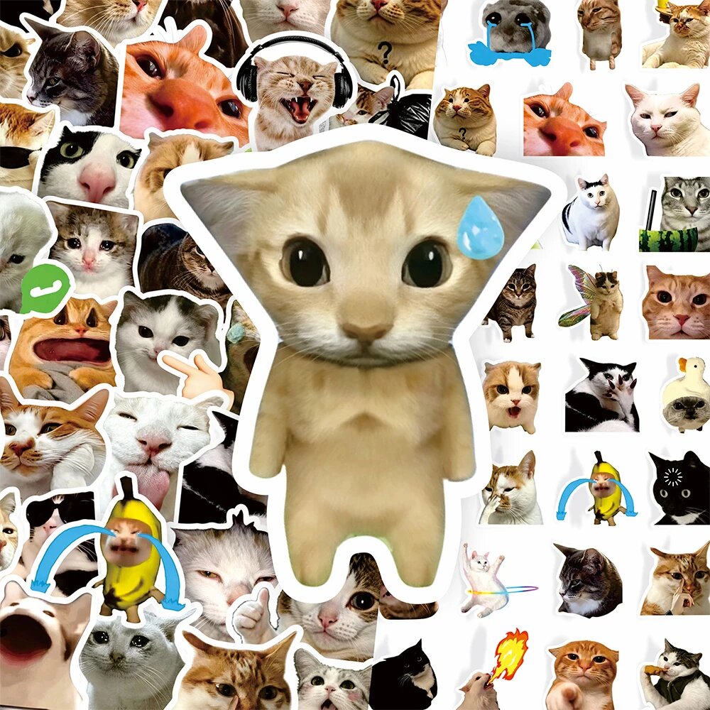 Мультяшные стикеры с котиками-мемами Rspctou 50PCS