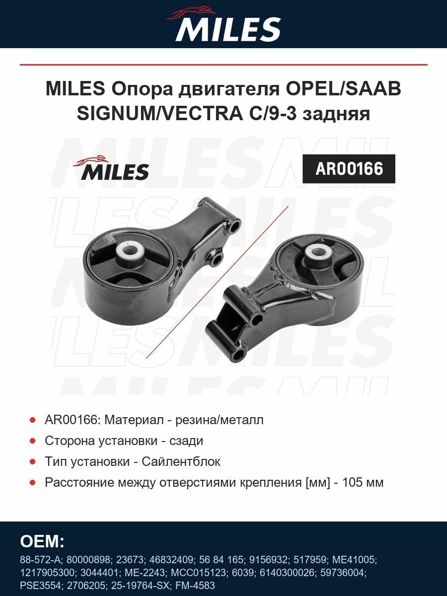 MILES Опора двигателя OPEL/SAAB SIGNUM/VECTRA C/9-3 задняя