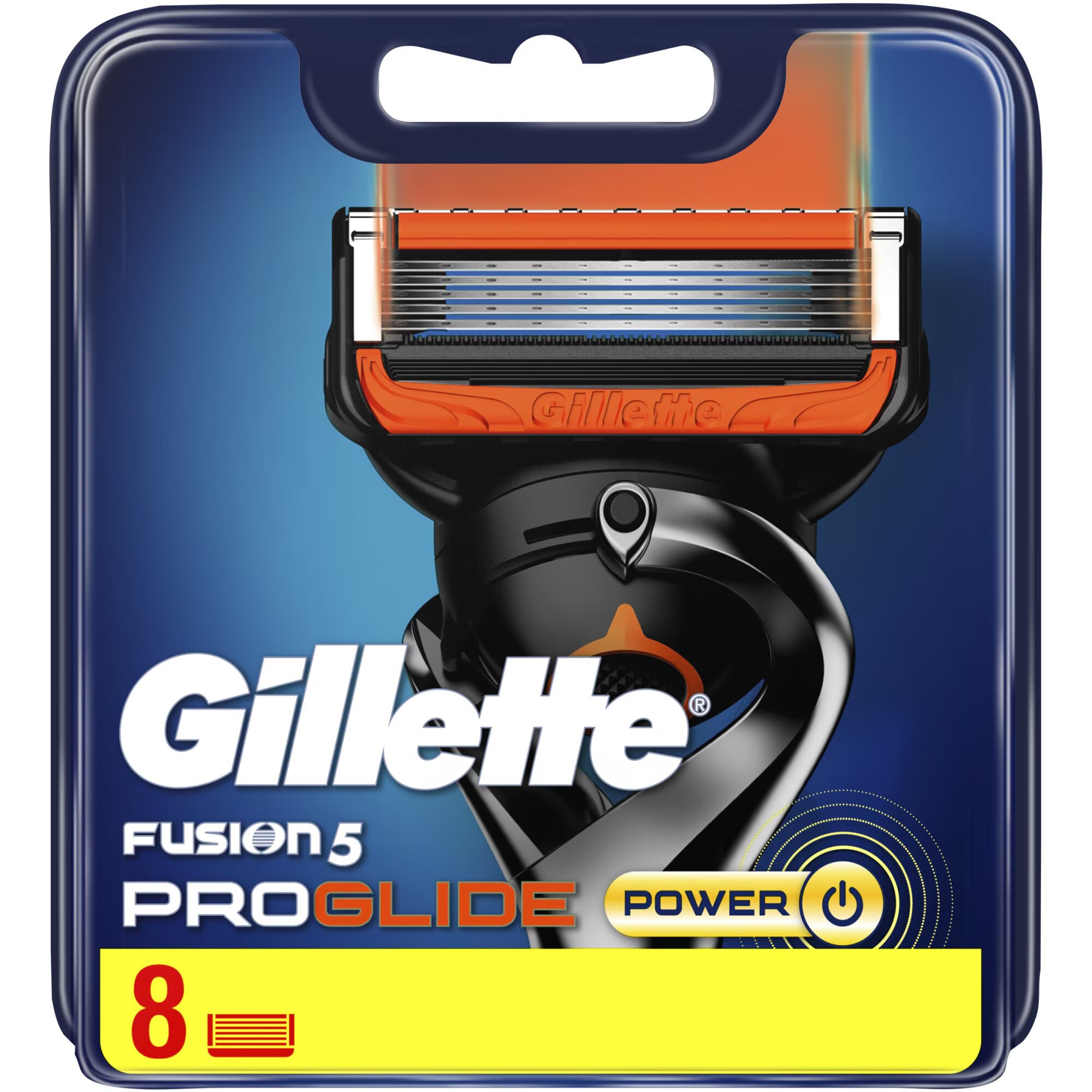 Сменные кассеты Gillette Fusion Proglide Power с 5 лезвиями для точного бритья, 8 шт / Лезвия для бритвы Джилет мужские