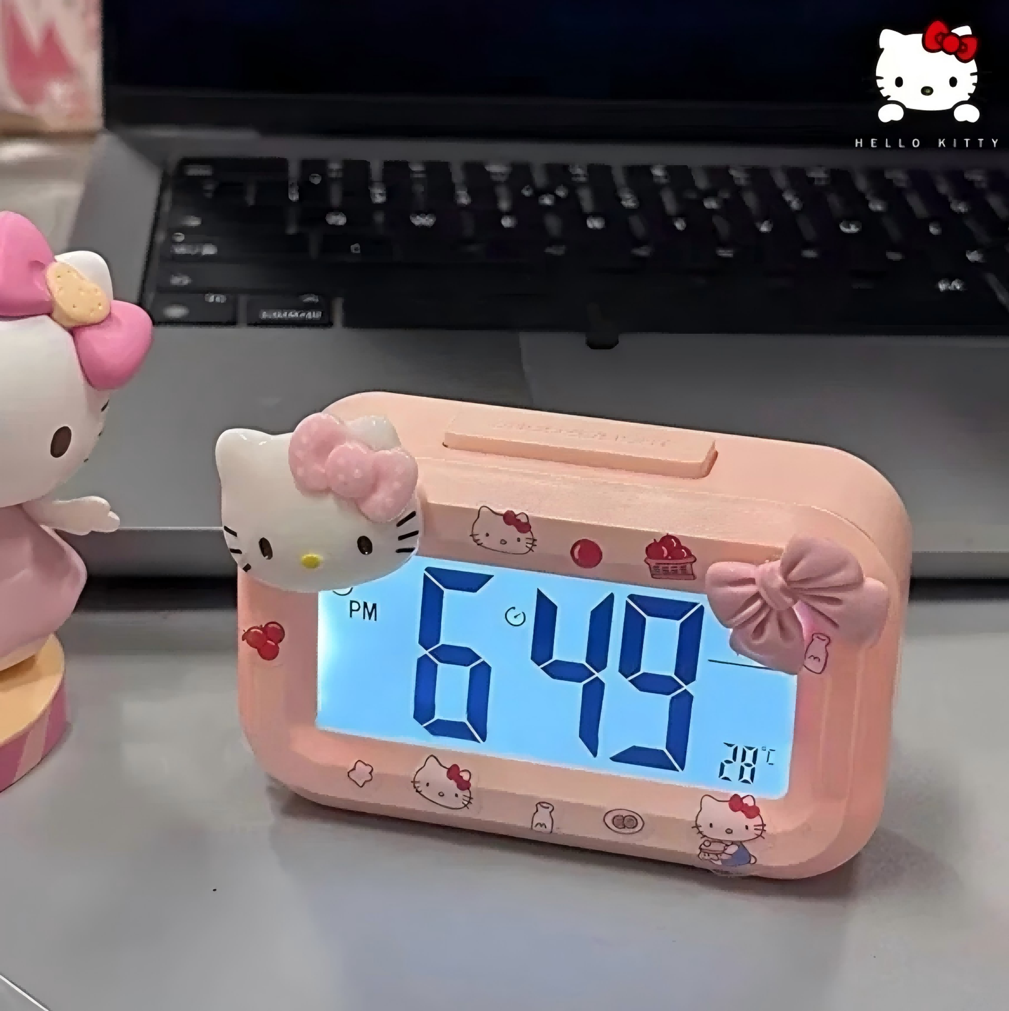 Будильник "Hello Kitty Sanrio", розовый, с наклейками, функция будильника