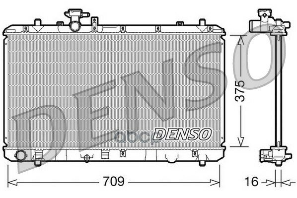Радиатор [375x709] FIAT Sedici 1.6 06-> / SUZUKI SX4 1.5/1.6/D 06-> Denso арт. DRM47023