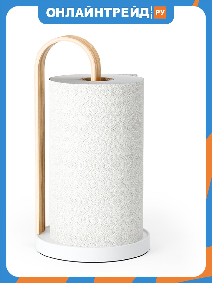 Держатель Umbra Bellwood для бумажных полотенец, белый/натуральное дерево (1022358-668)