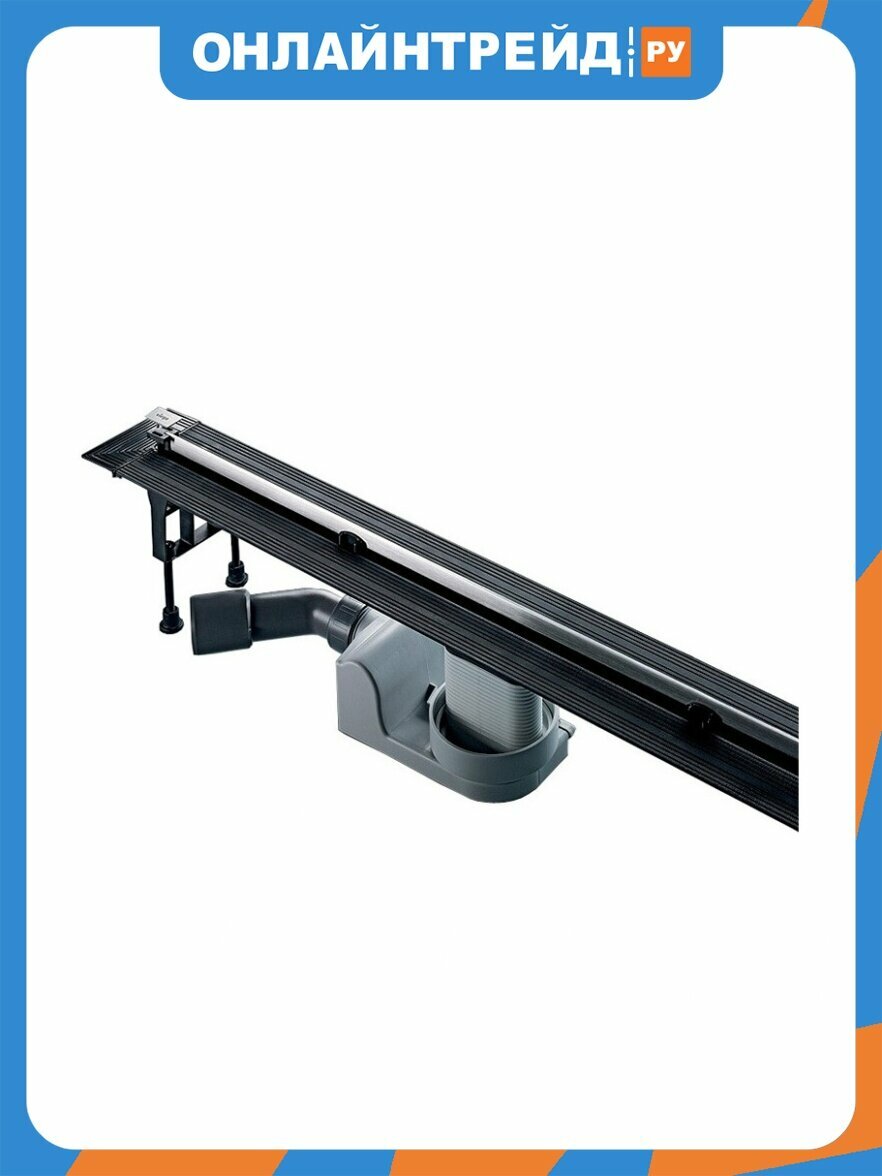 Душевой лоток Viega Advantix 704360 Vario Set 300-1200мм (пластик), высота 95–165мм, с дизайн-вставкой, заглуш, опорами, сифоном, глянц. хром, модель 4965.21