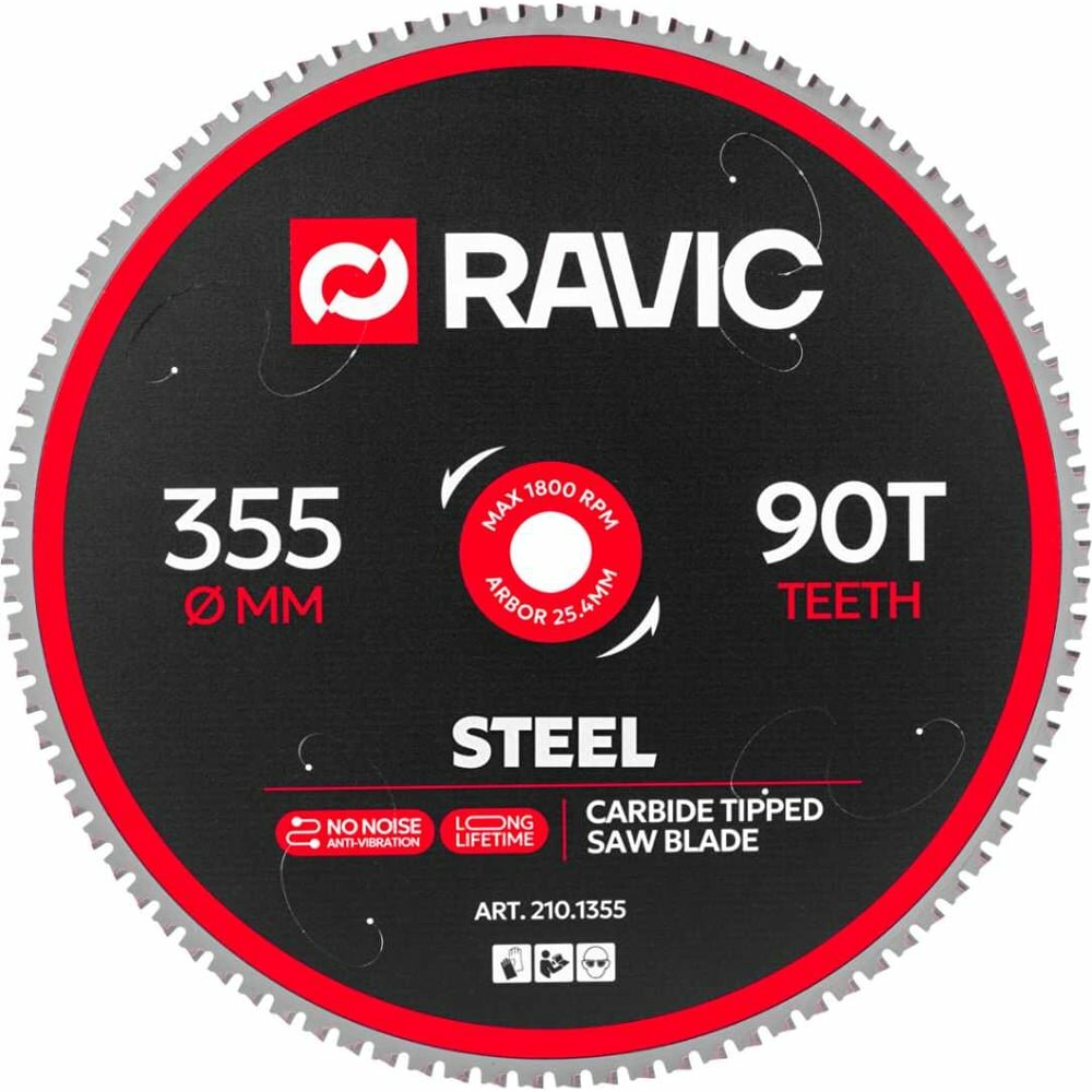 Диск пильный Ravic по стали 355х2.2/1.8х25.4 мм, Z=90 210.1355